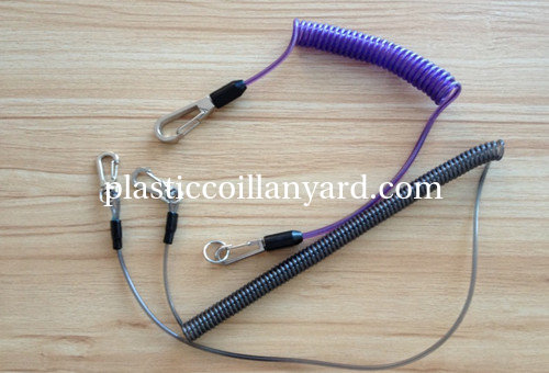 Retrable tether translucent clear wire coil lanyard safe tool tether for stop-drop supplier