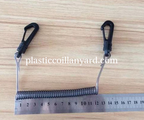 Chinese spiral cord wire tool holder lanyard carabiner and key ring on two ends supplier