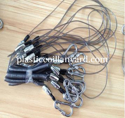 High string wire coil lanyard best combination lock and leash by custom OEM tool tether supplier