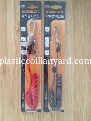 Hot selling plastic transparent black spring steel coil tool lanyard with swivel fasteners supplier
