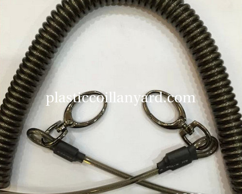 Heavy duty spiral coil lanyard quick realease stainless steel wire w/egg hooks on each end supplier