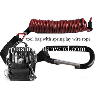 Elastic coiled dog leash with fabric strap and carabiner safety anti-lost cord ropes supplier