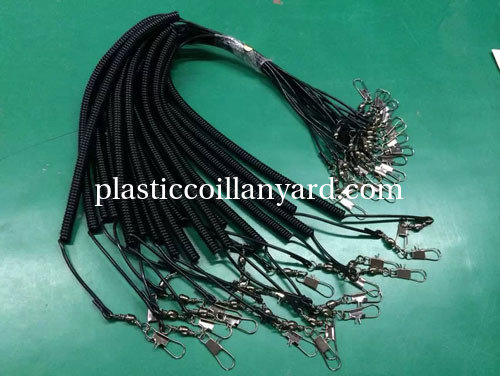 Pure black long spring wire coiled fishing tethers for protecting any lost and drop supplier
