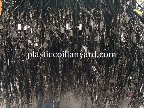 Pure black long spring wire coiled fishing tethers for protecting any lost and drop supplier