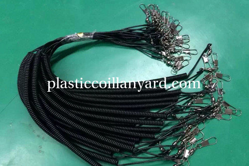 Pure black long spring wire coiled fishing tethers for protecting any lost and drop supplier