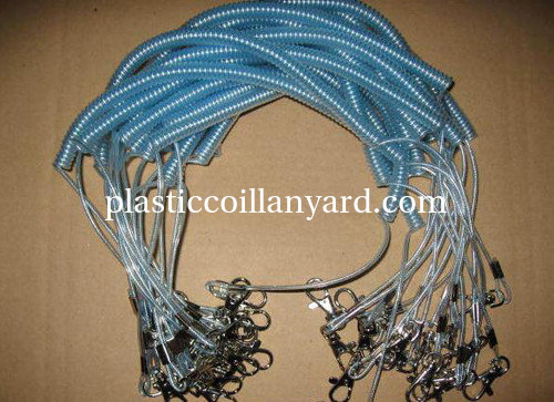 Hote sale coiled fishing rod wire leash good quality real steel fishing lanyard tethers supplier