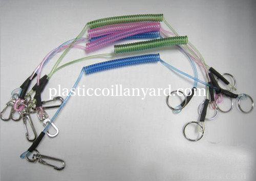 Transparent clear colors spiral cord stainless steel wire fishing coil tool holder lanyard supplier