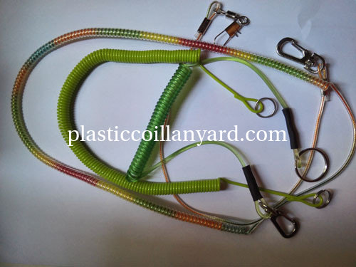 Top quality Chinese factory coil tether with split ring and key hook for fishing tackle supplier