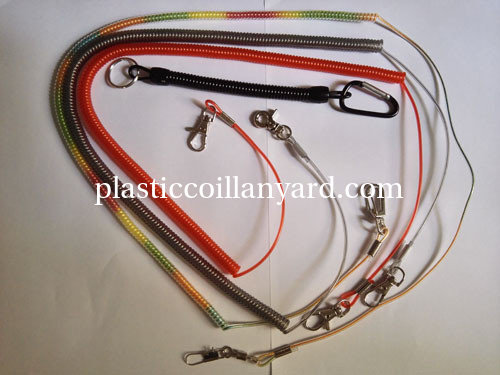 Top quality Chinese factory coil tether with split ring and key hook for fishing tackle supplier