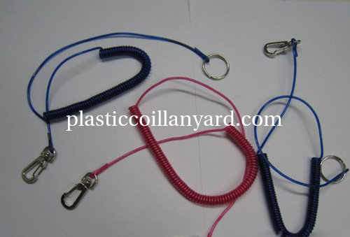 Top quality Chinese factory coil tether with split ring and key hook for fishing tackle supplier
