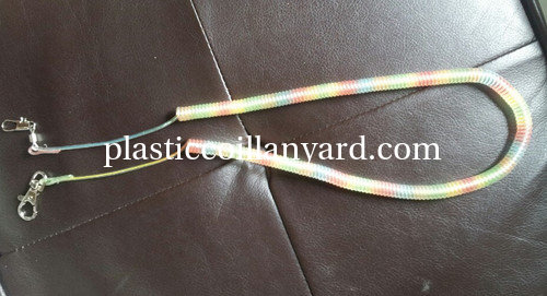 Mixed colors long retention rope fishing accessory lanyard coil spring with steel clips supplier