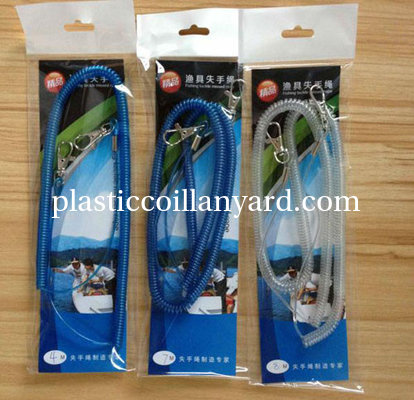 Fly fishing accessory translucent blue eco-friendly PU material retention rope coil leash supplier
