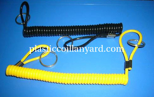 Black yellow spiral cord extention tool holder with 2loops & 2split rings end safety ropes supplier