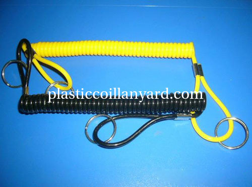 Black yellow spiral cord extention tool holder with 2loops & 2split rings end safety ropes supplier