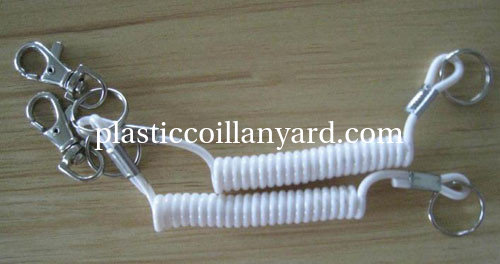 Dark green plastic spiral coil tool lanyard with 2pcs heavy duty hooks safety leash cord supplier