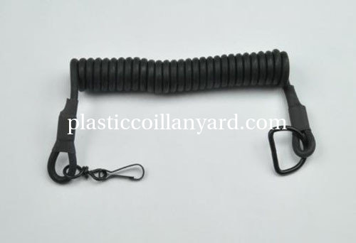 China high quality forsted black strong coiled lanyard rope string tether by custom OEM supplier