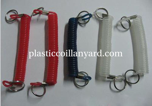 Smart red/black/clear coil spring coil tether w/eyelets&key rings for protecting tool lost supplier