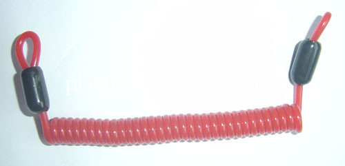 Smart red/black/clear coil spring coil tether w/eyelets&key rings for protecting tool lost supplier