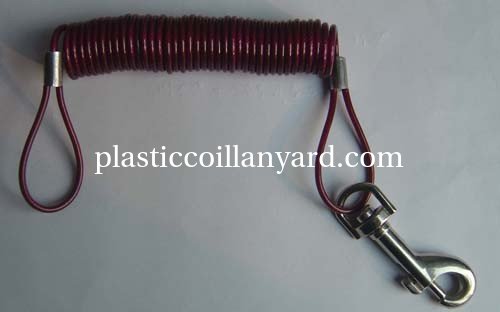 Smart red/black/clear coil spring coil tether w/eyelets&key rings for protecting tool lost supplier