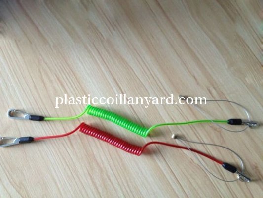 Slim 2.5mm plastic spring coil chain simple coiled tool lanyard with 2pcs split ring ends supplier