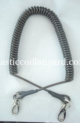 Best quality solid black plastic spiral coil chain w/2pcs eyelets on two ends safety coil supplier