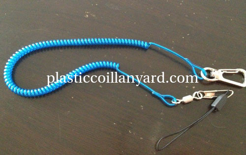 Plastic retractable transparent black spring string coil chain simple tether w/small loops supplier