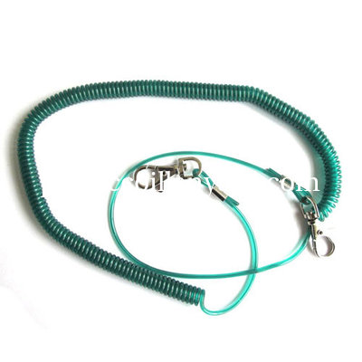 3m lobster clasp hook rod flexible fishing safety line coiled lanyard custom blue color supplier