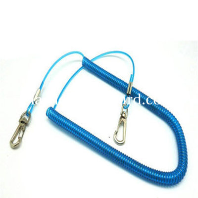 3m lobster clasp hook rod flexible fishing safety line coiled lanyard custom blue color supplier