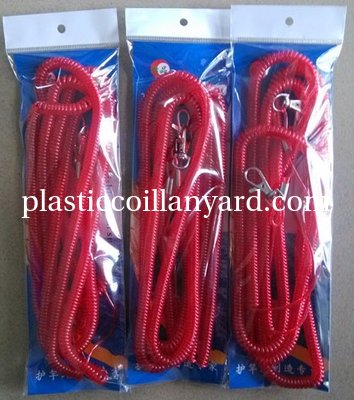 10m red plastic coiled lanyard for fishing using in big quantity stock with fast delivery supplier