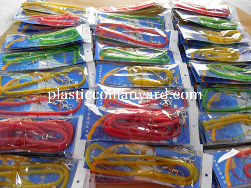 Standard poly bag package colors fish spring coiled lanyards to prevent acidental loss supplier