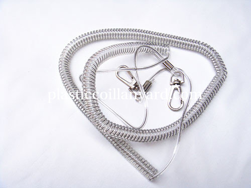 Hot sales clear plastic pu customized long wire coil tether w/meta snap hook for safety supplier