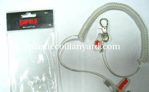 Hot sales clear plastic pu customized long wire coil tether w/meta snap hook for safety supplier