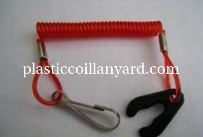Strong big 6mm cord dia short coil length plastic spring coiled lanyard w/lobester clasps supplier