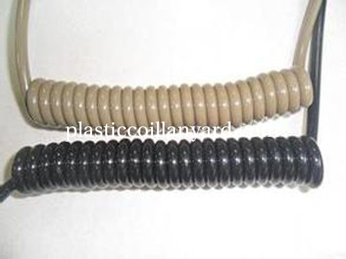 Bungee gray/black coil lanyard without any accessory on two ends as per custom request supplier