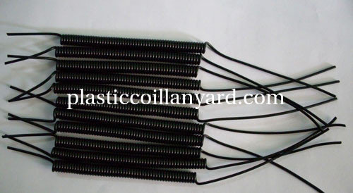 Bungee gray/black coil lanyard without any accessory on two ends as per custom request supplier