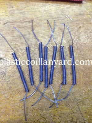 Bungee gray/black coil lanyard without any accessory on two ends as per custom request supplier