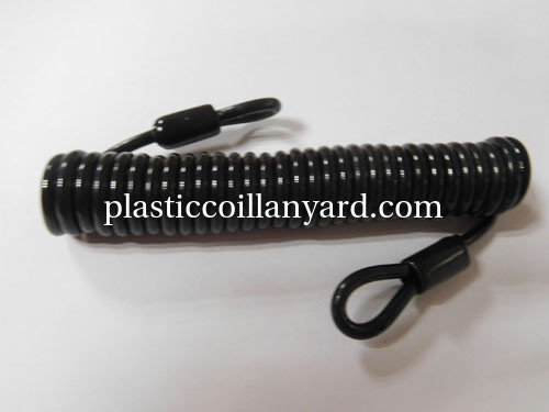 Coiled black tether holder custom different size loop ends w/big trigger snap hook as need supplier