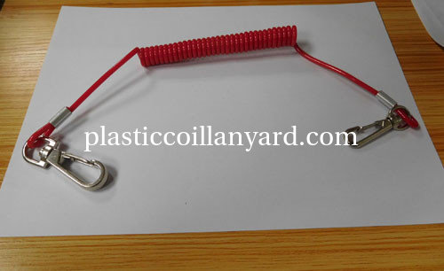 Customized size color attachment plastic PU spring coil tool lanyard holder with loop ends supplier