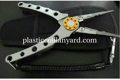 Custom long size hot black coil lanyard holder attach to fisherman used hand tool plier supplier