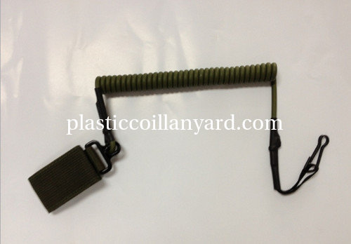 Military tactical coil pistol lanyard dummy cord elastic lanyard secure hand gun dropping supplier