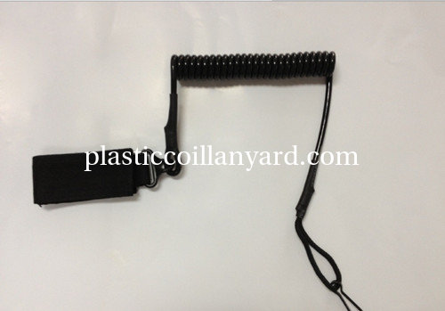 Military tactical coil pistol lanyard dummy cord elastic lanyard secure hand gun dropping supplier