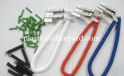 Non-slip coiled colorful lanyard tethers with stainless steel clip for dental promotion supplier