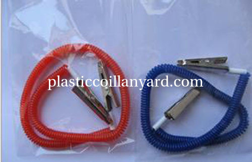 Dental patient napkin bib wowel holders metal clips&flexible coil lanyard tether red color supplier