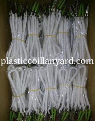 Medical dental bib clip flexible plastic spring coil chain with crocodile clip white color supplier