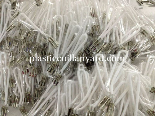 Medical dental bib clip flexible plastic spring coil chain with crocodile clip white color supplier