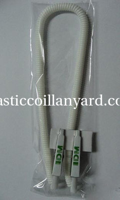 Medical dental bib clip flexible plastic spring coil chain with crocodile clip white color supplier