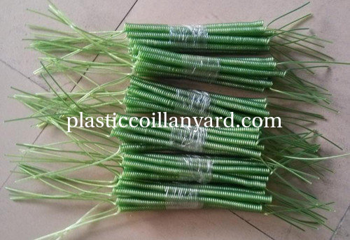 Custom size green spiral coil lanyard leash with heavy duty snap hooks good tool tether supplier