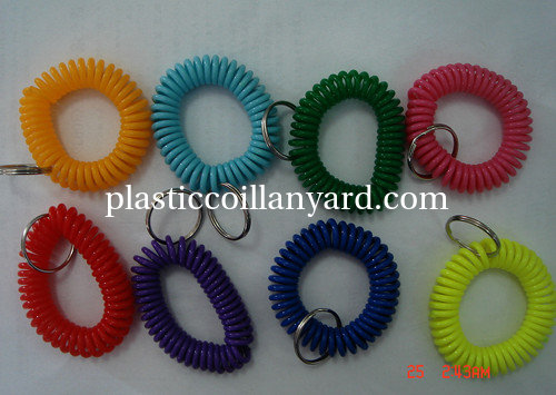 Plastic wrist coil wrist band key ring chain for uutdoor sports China manufacturer direct supplier