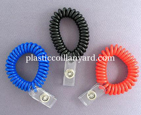 Wrist lanyard coil chain with clear PVC badge strap combo as lanyard attachment accessory supplier