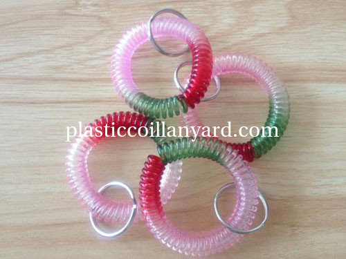 Colorful soft outdoor plastic wrist coil cheap 55mm spiral wrist band coil chain tethers supplier